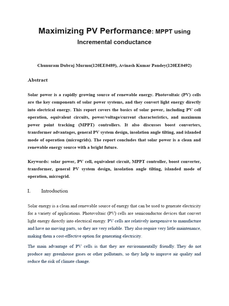 RP Report New Second | PDF | Photovoltaics | Photovoltaic System