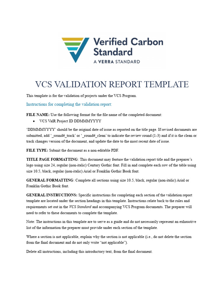 Vcs Validation Report Template V4 3 Pdf Verification And Validation Methodology