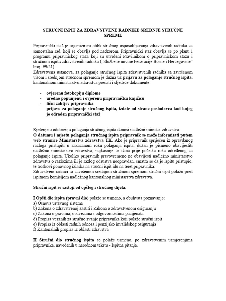 Strucni Ispit-Pitanja | PDF