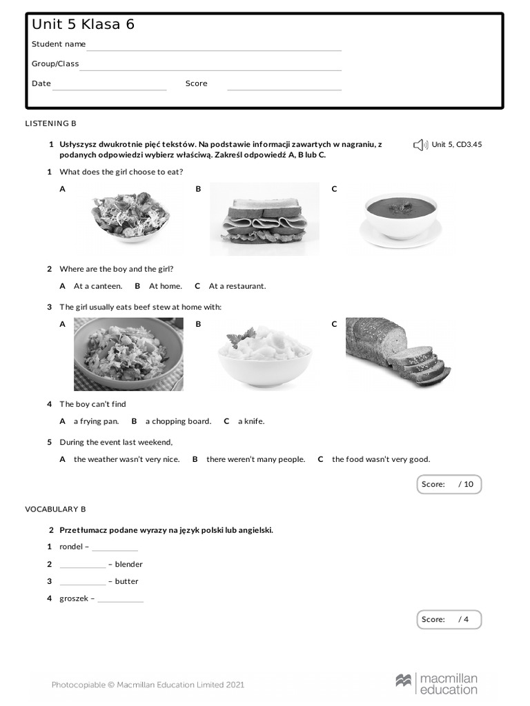 Klasa 6 Unit 5 | PDF | Food And Drink Preparation | Cooking