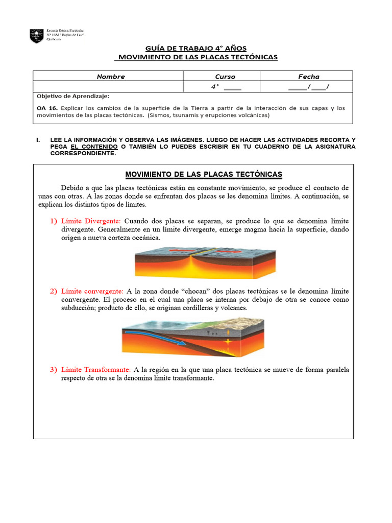 Actividad Clase 2 - Movimiento-de-las-Placas-Tectónicas | PDF