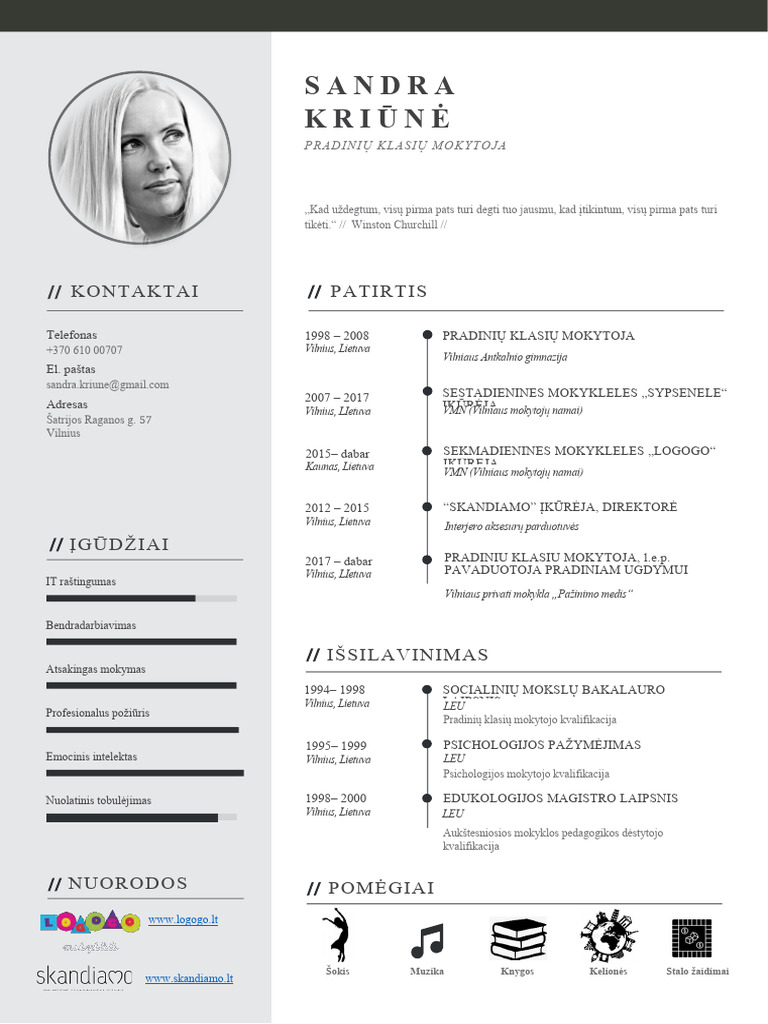 CV - Sandra Kriūnė - LT Koreguota | PDF