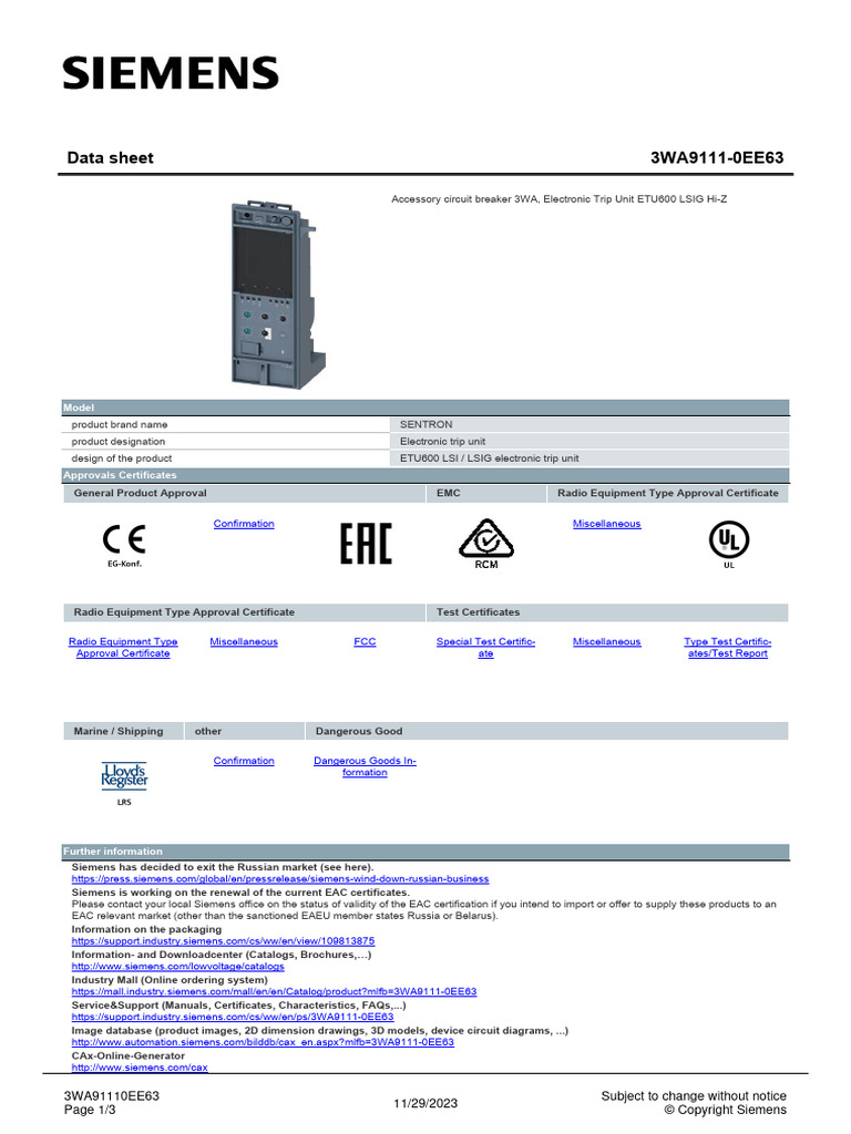 3WA91110EE63 Datasheet en | PDF | Computing