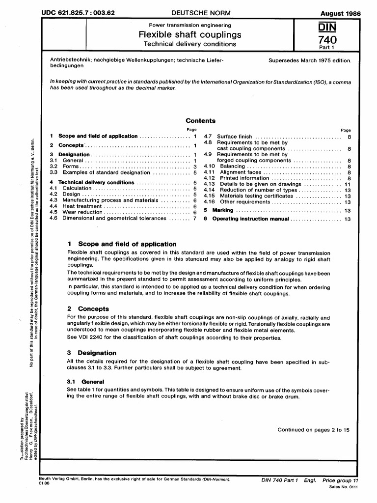 Din 00740-1 1986 (En) | PDF