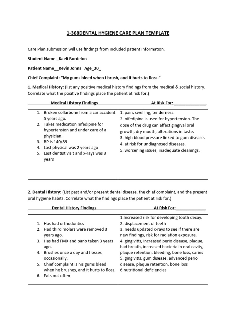 Care Plan Template 1 2 | Download Free PDF | Oral Hygiene | Periodontology