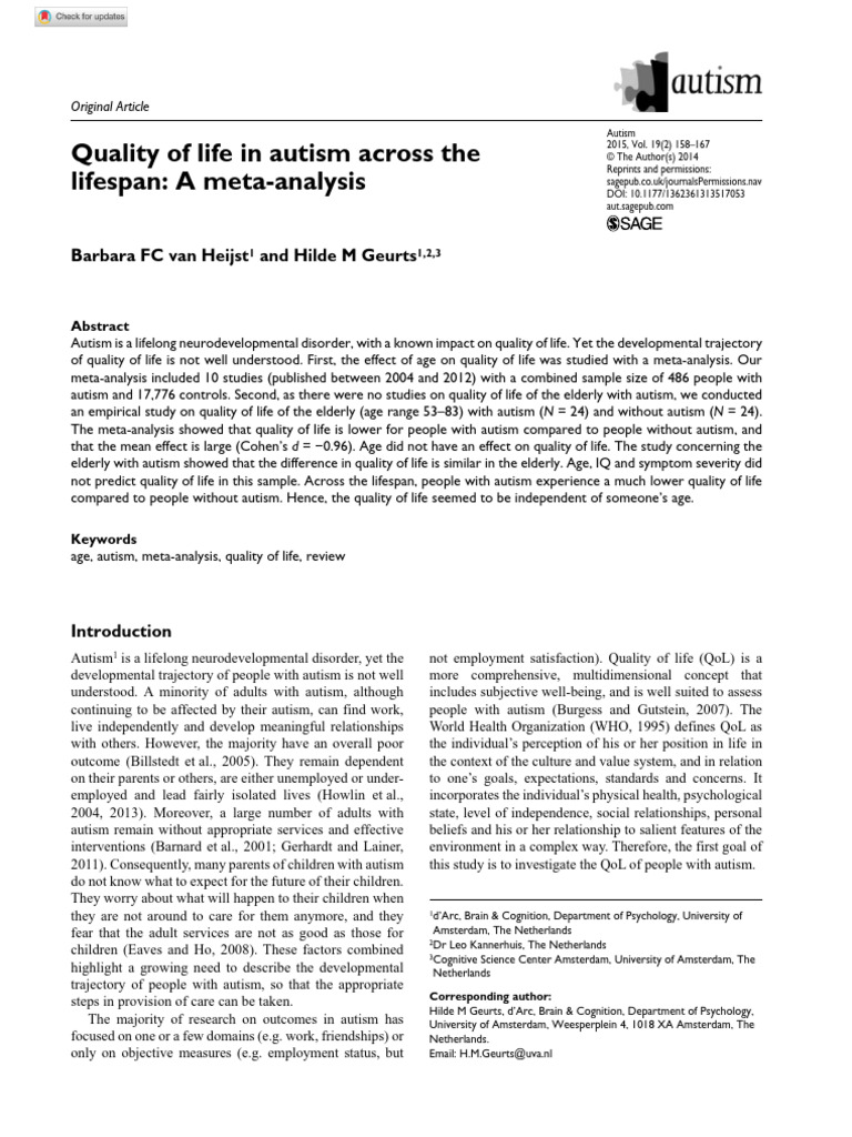 Autism Lifespan | PDF | Effect Size | Autism Spectrum