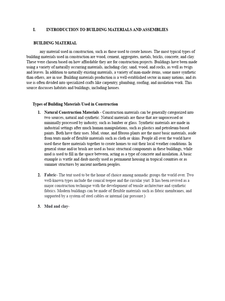 Introduction To Building Materials and Assemblies | PDF | Building ... Introduction To Building Materials and Assemblies | PDF | Building ...