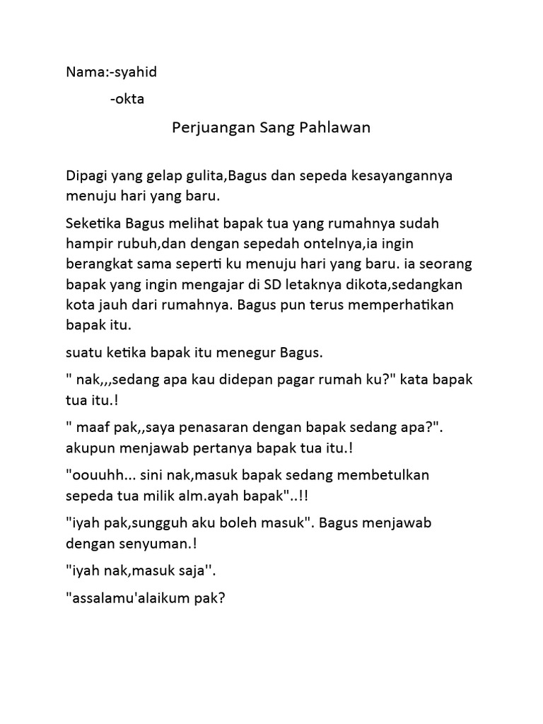 Perjuangan Sang Pahlawan Cerpen Pdf