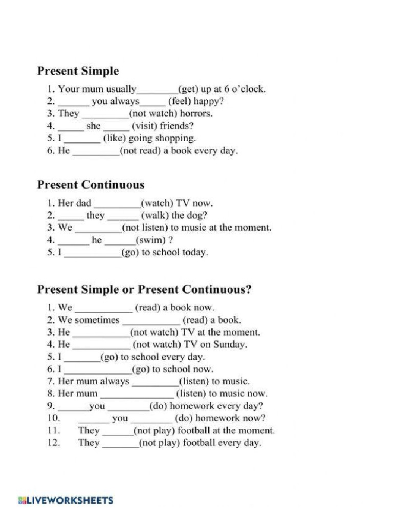 Presente Simple y Continuo | PDF