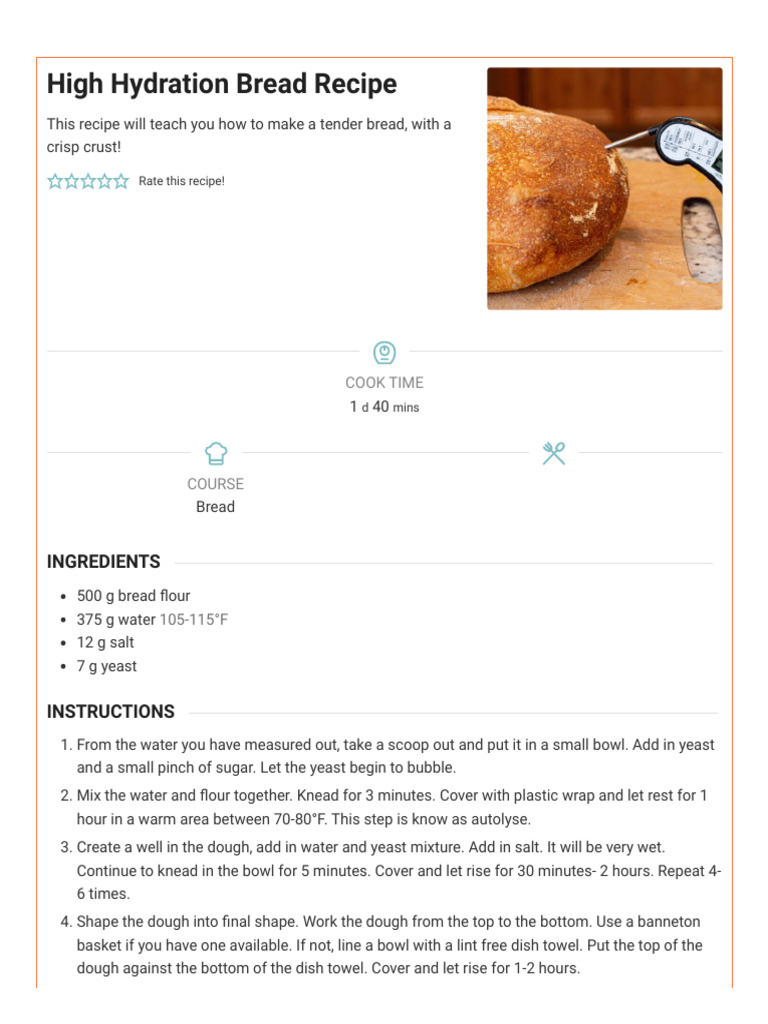 High Hydration Bread Recipe - Just Cook With Michael | PDF