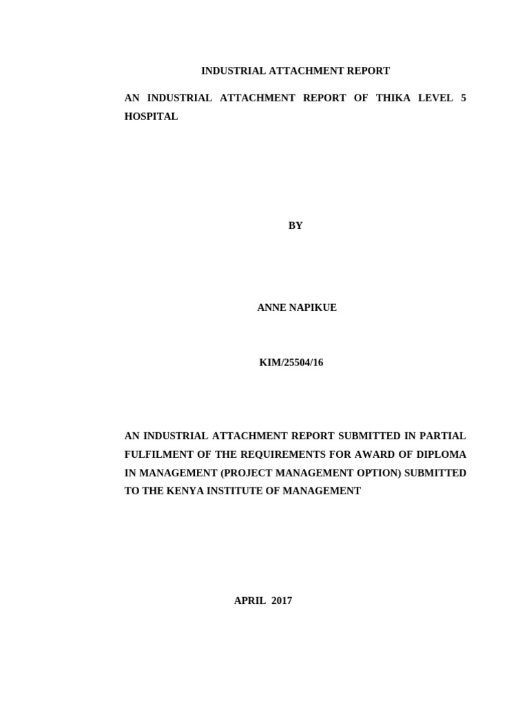 Thika Level 5 Hospital Attachment Report | PDF | Health Care | Business