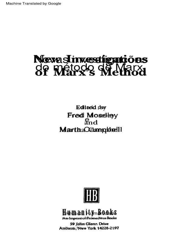 Fred Moseley and Martha Campbell (Eds.) - New Investigations of Marx's ...