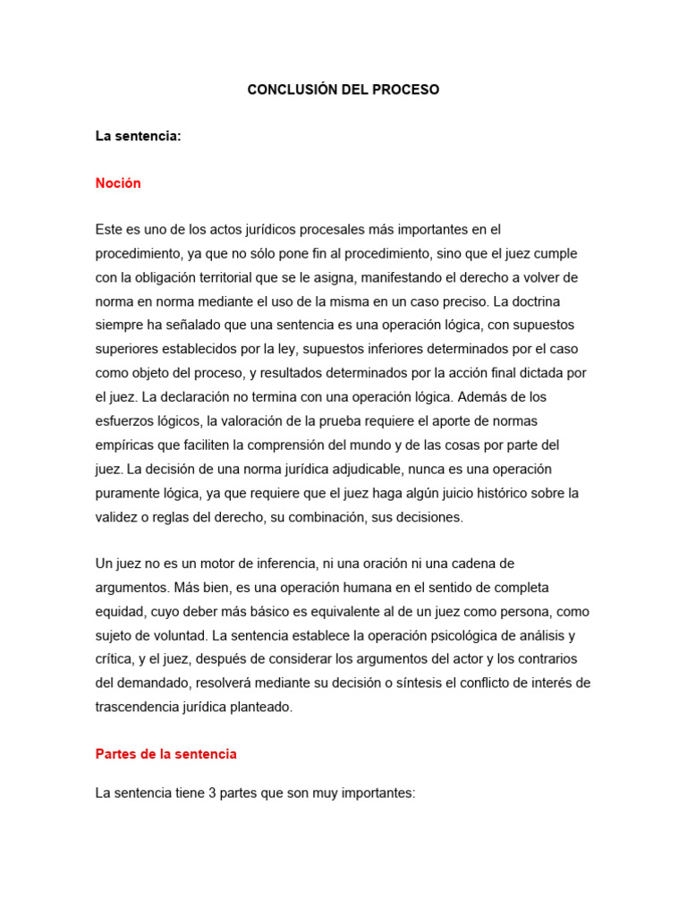 Conclusion Del Proceso | PDF | Sentencia (ley) | Juez