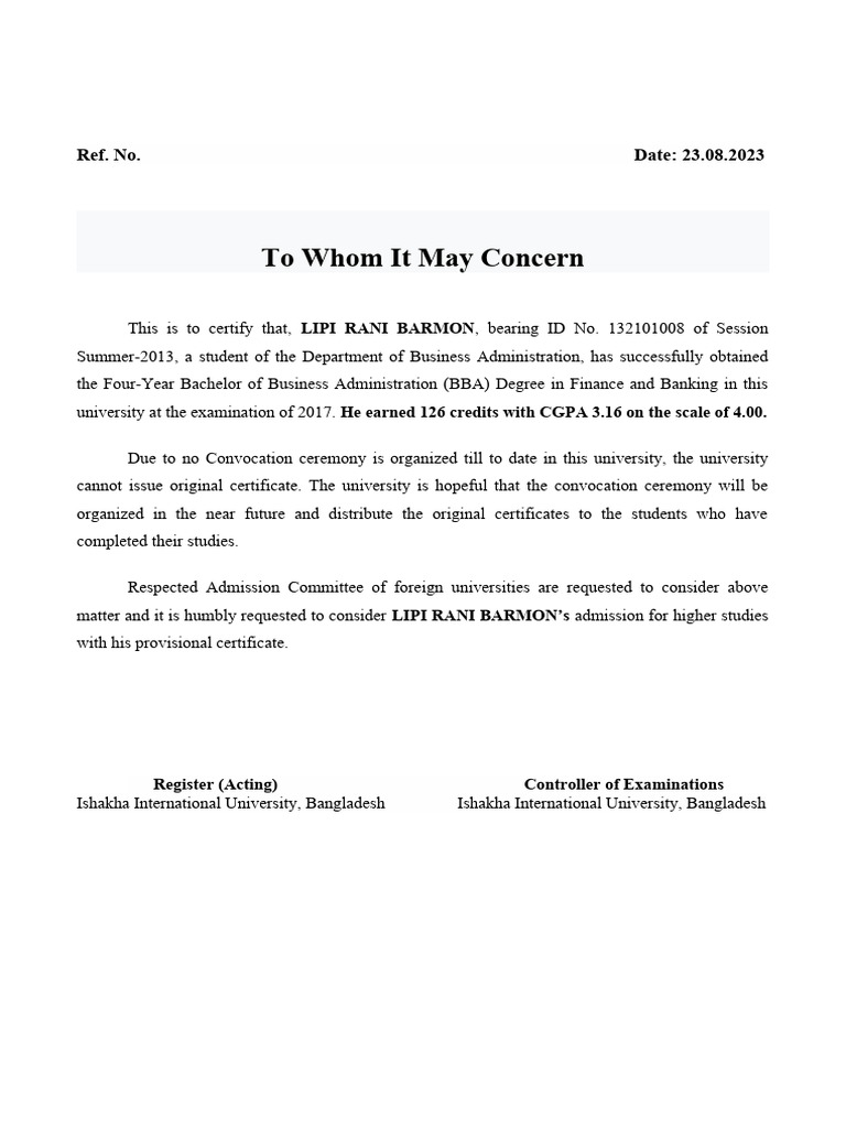 MOI & Request Letter | PDF