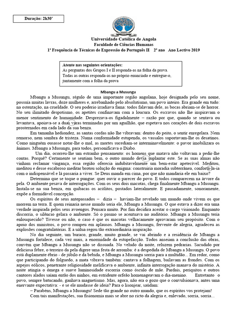 Mbangu a Musungu: O Régulo Despótico e sua Queda | PDF | Linguística