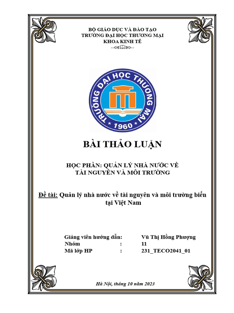 BTL-Nhóm 11-QLNNVTN&MT-231 - TECO2041 - 01 | PDF
