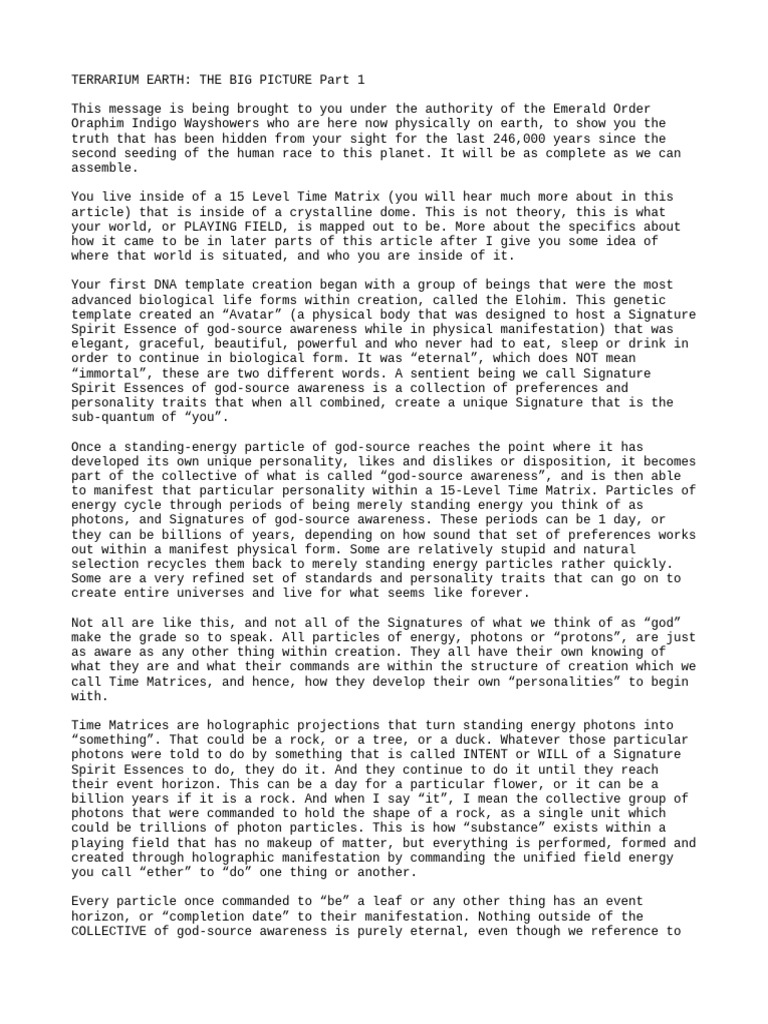 Terrarium Earth The Big Picture | PDF | Photon | Matrix (Mathematics)