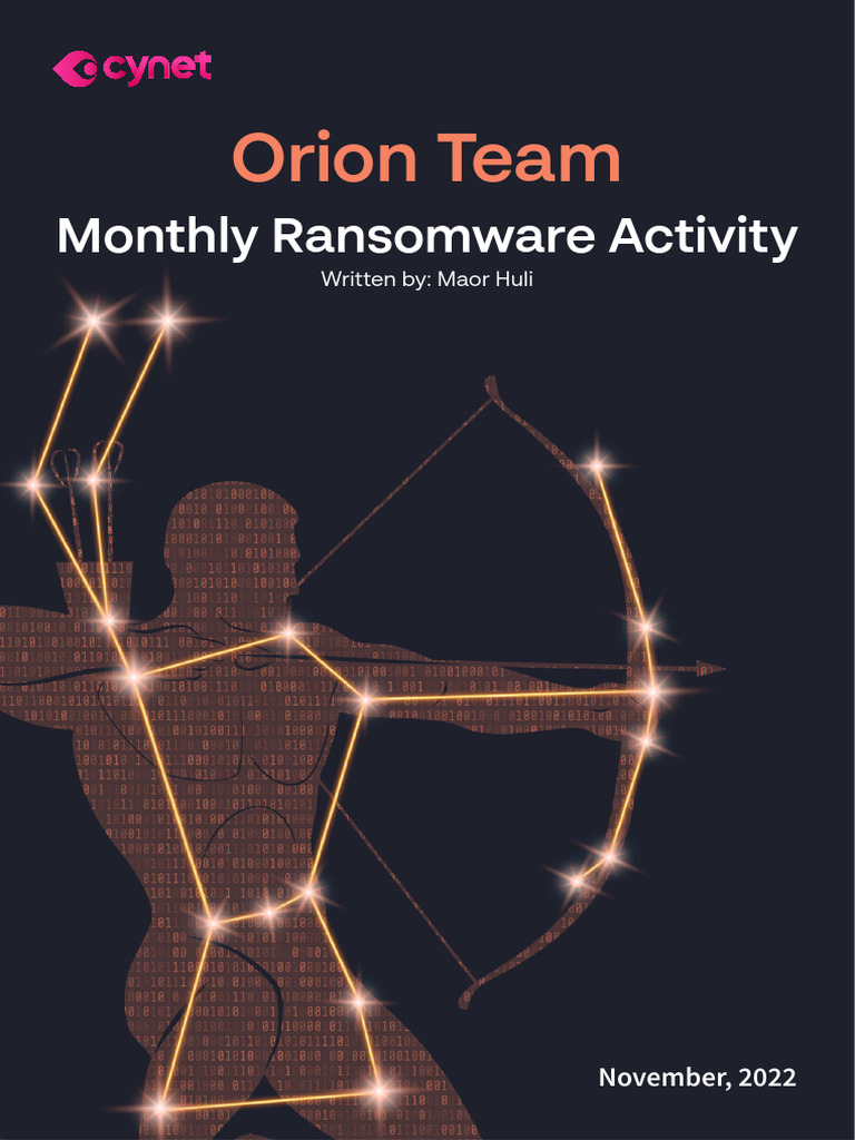 Orion Monthly Ransomware Activity Report November 2022 | PDF | Ransomware | Encryption