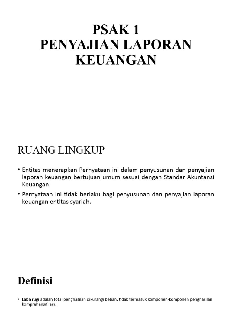 PSAK 1: Penyajian Laporan Keuangan | PDF