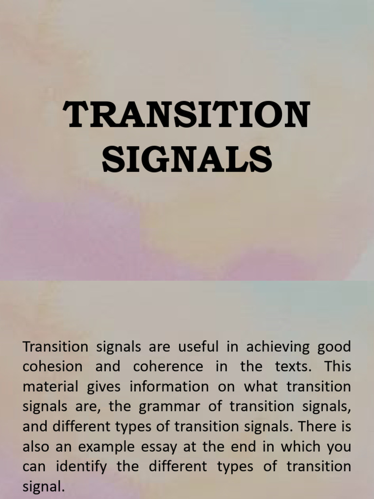 12-Transition Signals | PDF | Sentence (Linguistics) | Extinction