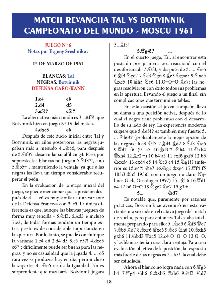 6 - Tal Vs Botvinnik | PDF | Aperturas de ajedrez | Teoría de juego