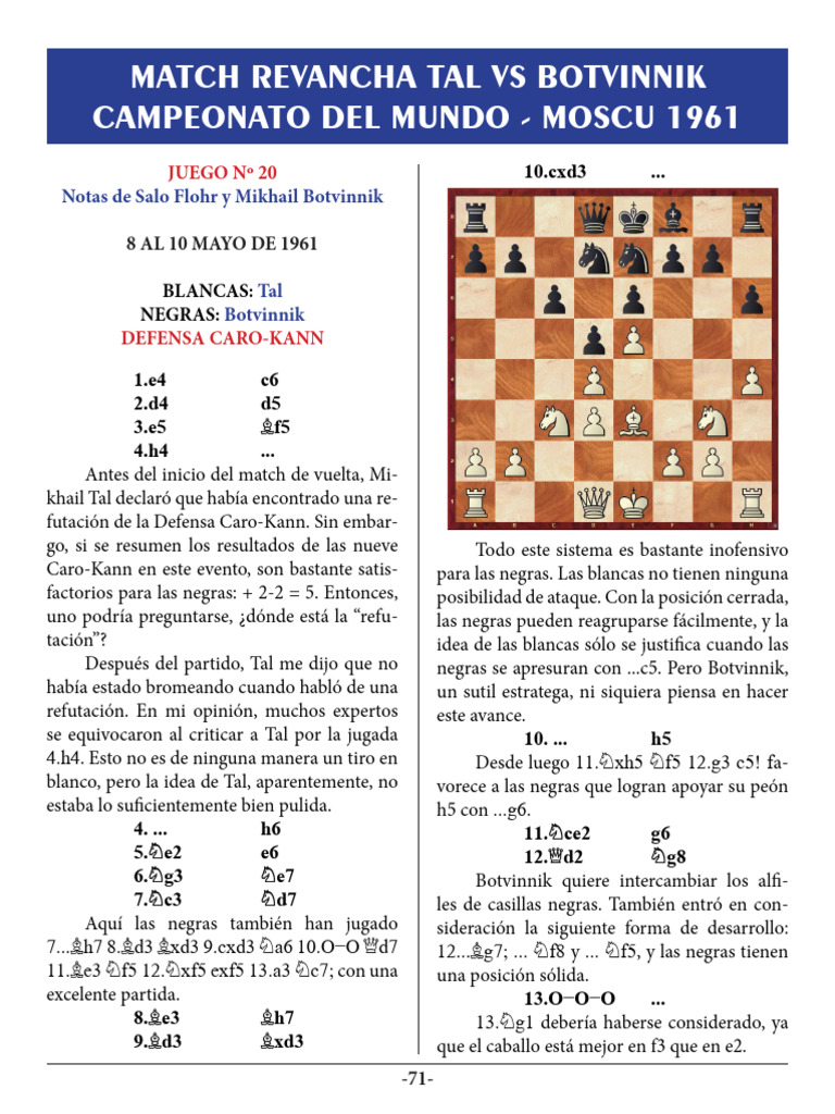 20 - Tal Vs Botvinnik | PDF | Juegos tradicionales | Juegos de mesa