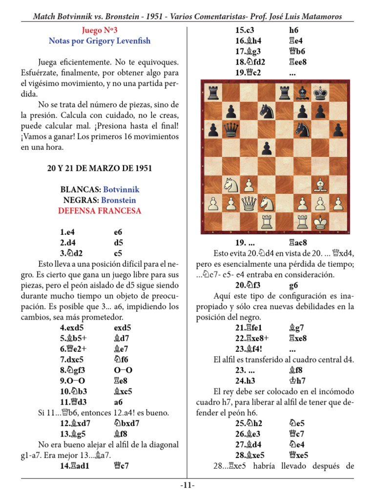 Análisis Botvinnik-Bronstein 1951 | PDF | Aperturas de ajedrez | Juegos ...