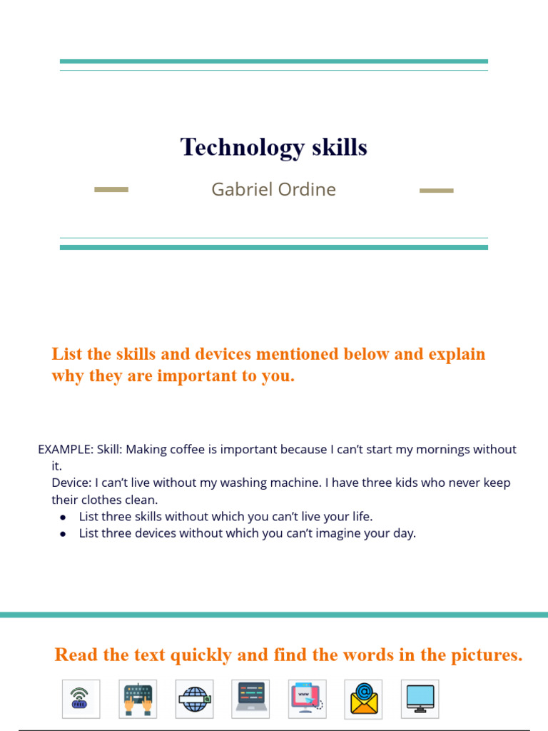 Technology Skills | PDF | Procedural Knowledge | Computer Keyboard