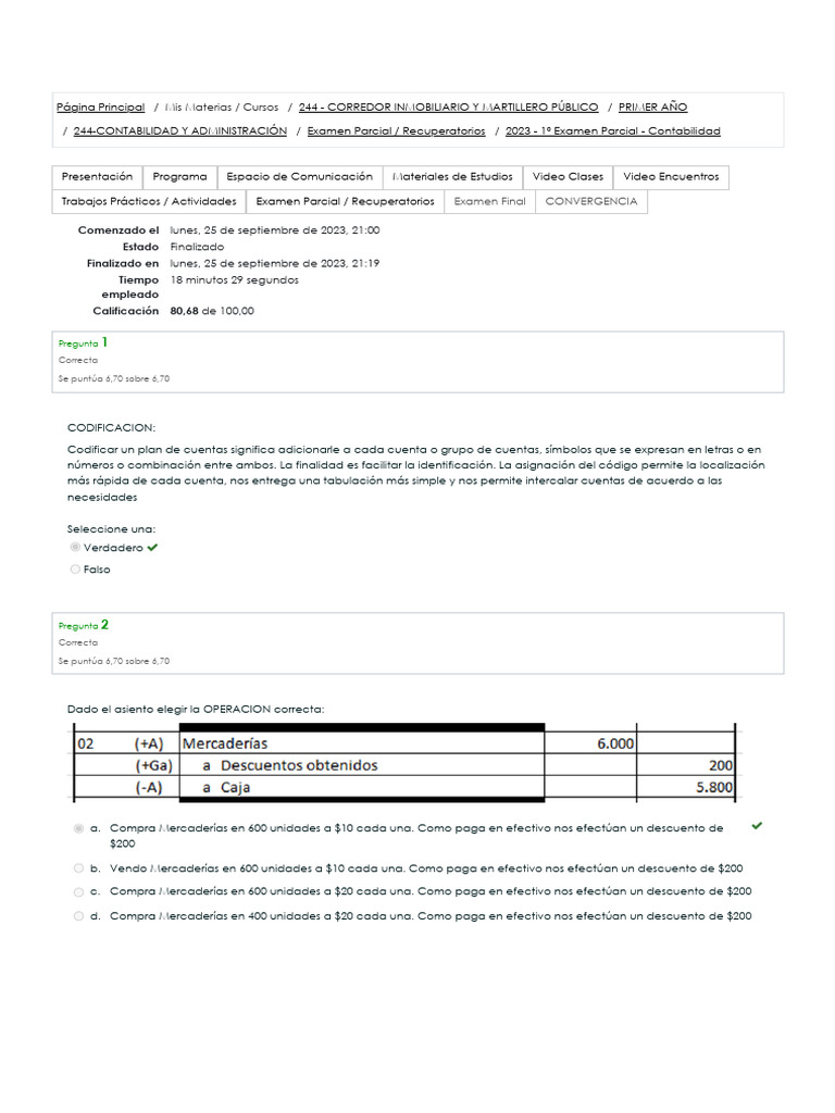 2023 - 1º Examen Parcial - Contabilidad | PDF | Pequeñas y medianas empresas | Contabilidad