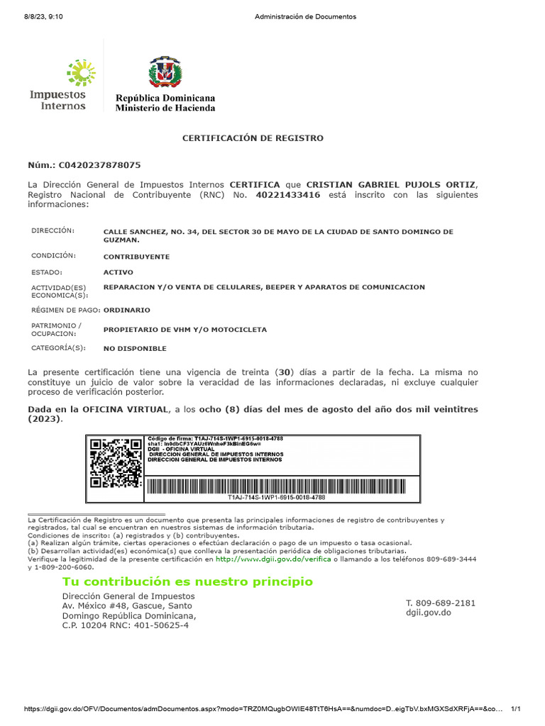 Inscripcion DGII | PDF