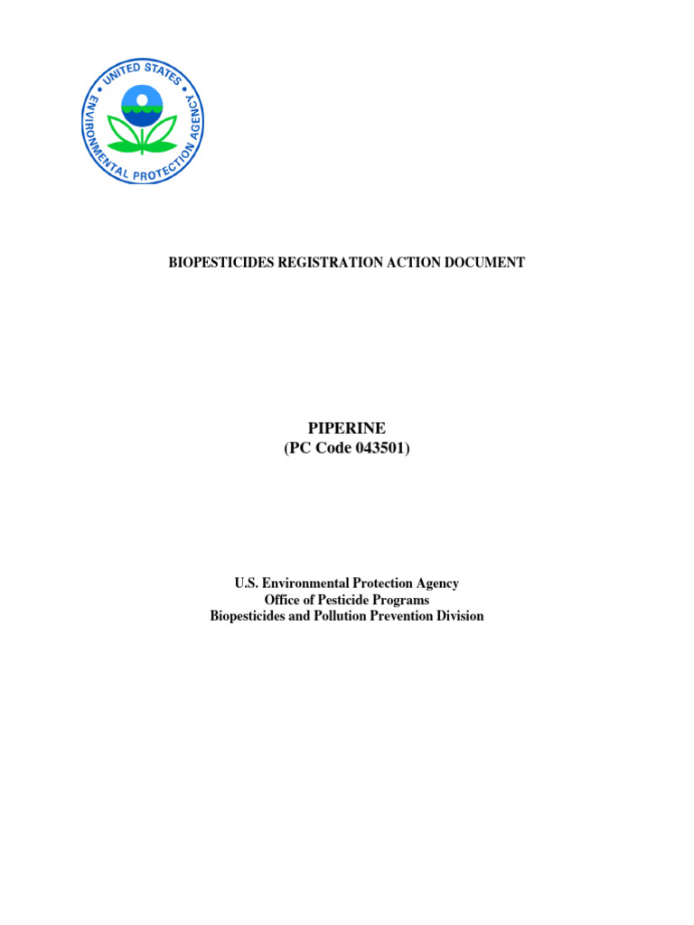 BIOPESTICIDES REGISTRATION ACTION DOCUMENT - Pioperine | PDF | Toxicity ...