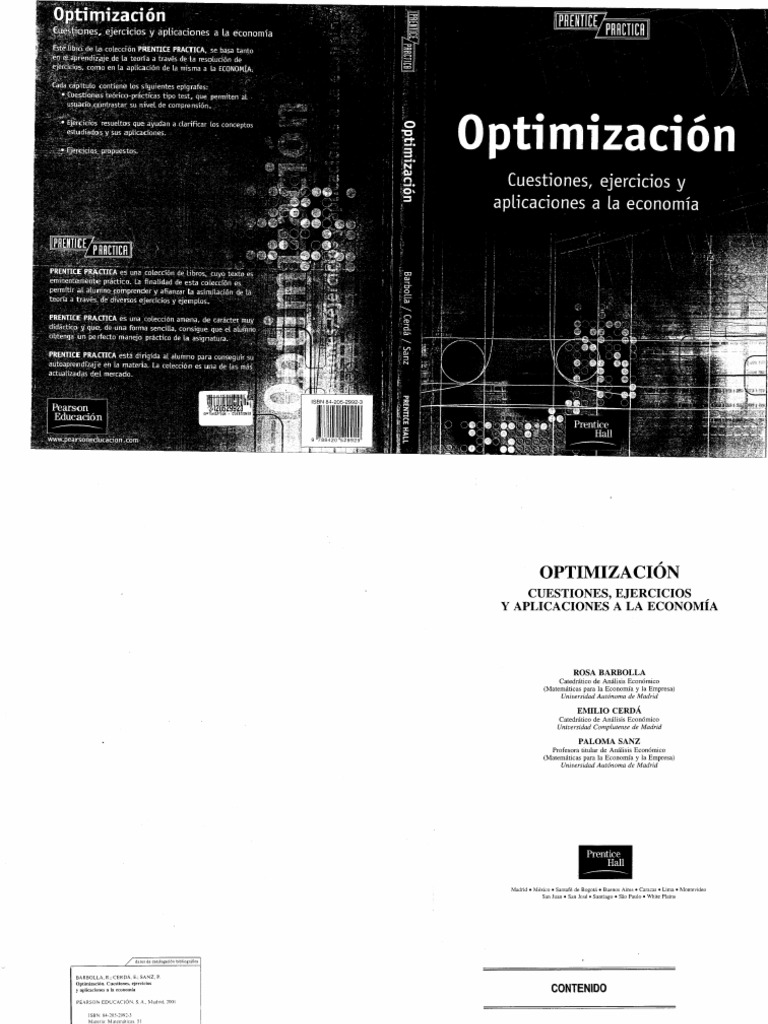 Barbolla Cerda Sanz Optimizacion AplicEconomia PrenticeHall Madrid ...