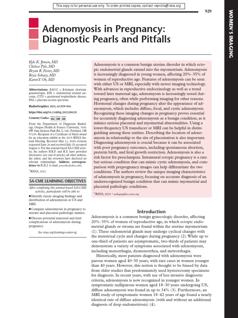 Adenomiosis in Preg | PDF | Pregnancy | Medicine
