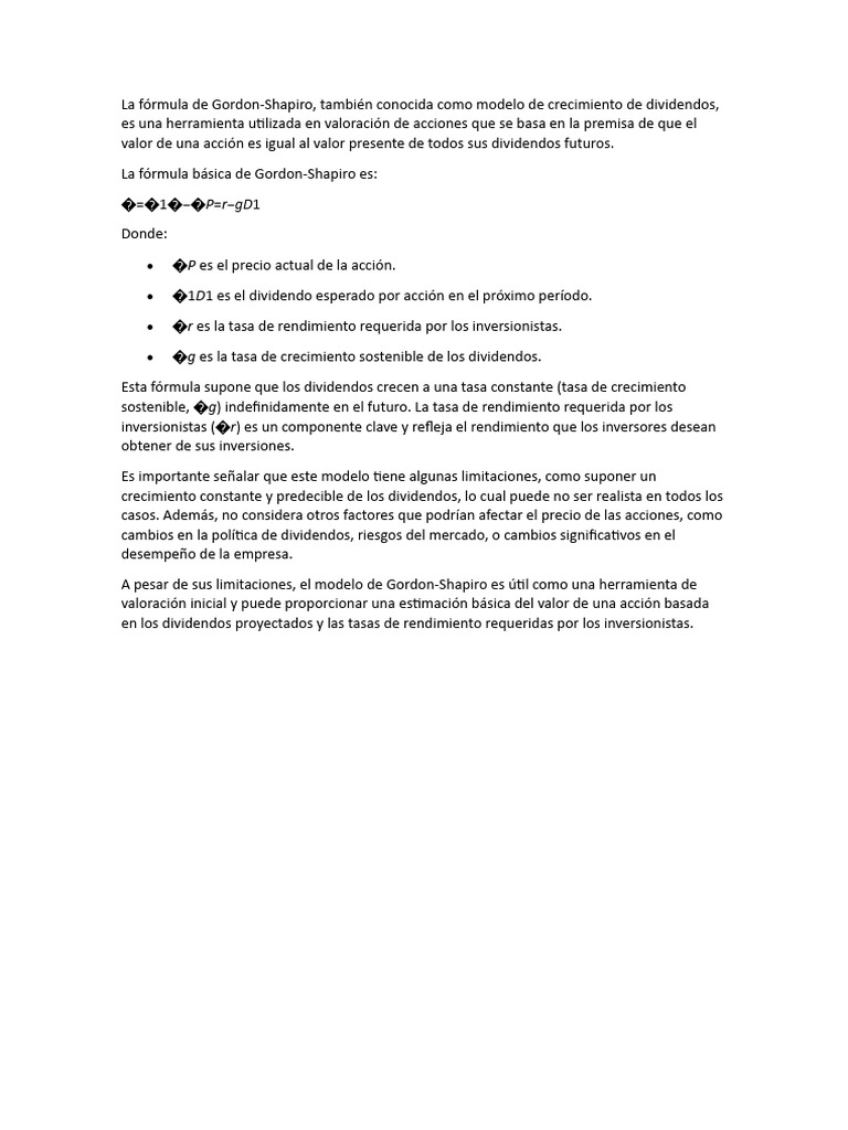 Fórmula Gordon-Shapiro: Valoración de Acciones | PDF