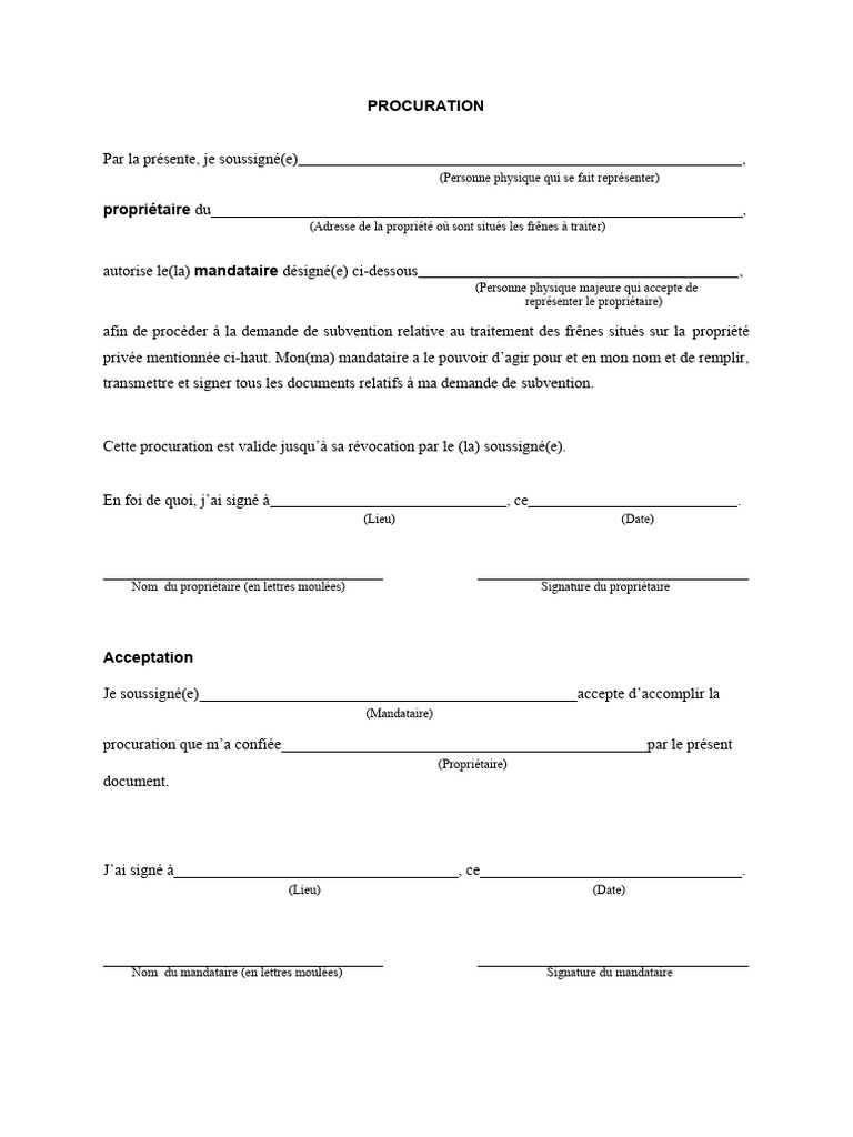 Modèle de procuration pour subvention | PDF | Droit