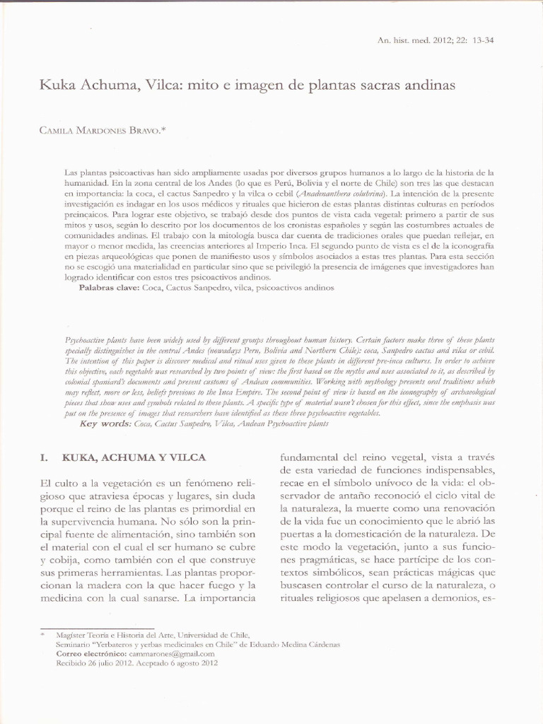 Kuka Achuma Vilca Mito e Imagen de Plant | PDF