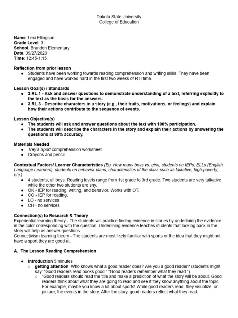 Rti Lesson Pdf Learning Theory Education Learning