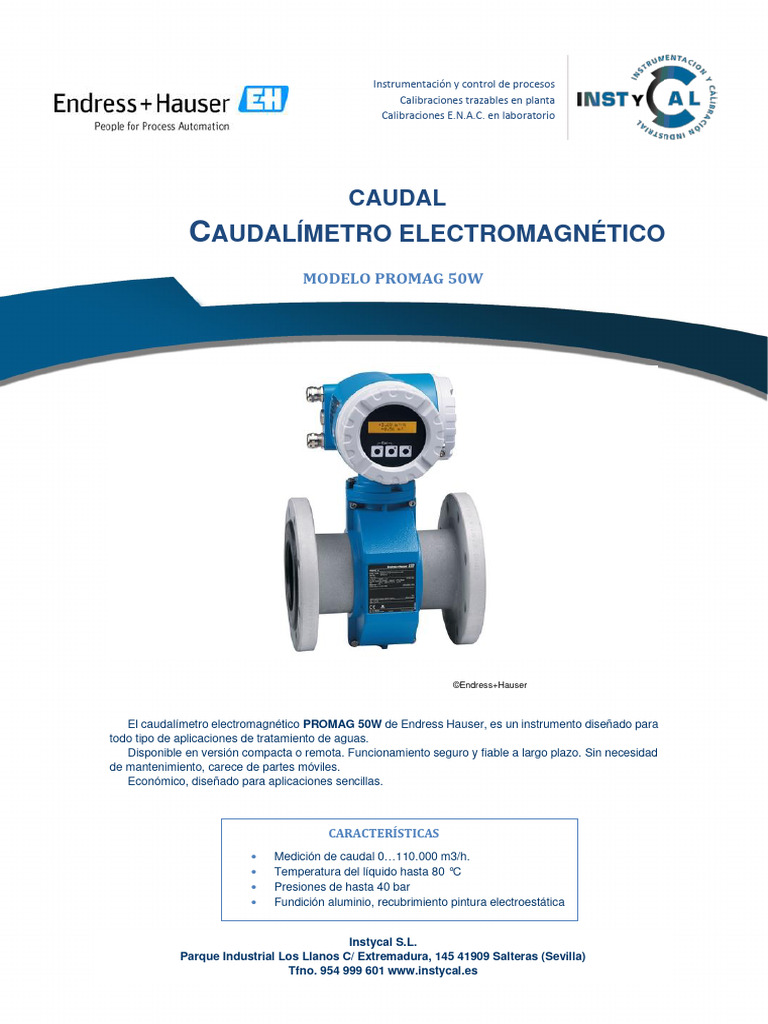 Endress Hauser Caudalímetro Electromagnético Promag 50W | PDF ...