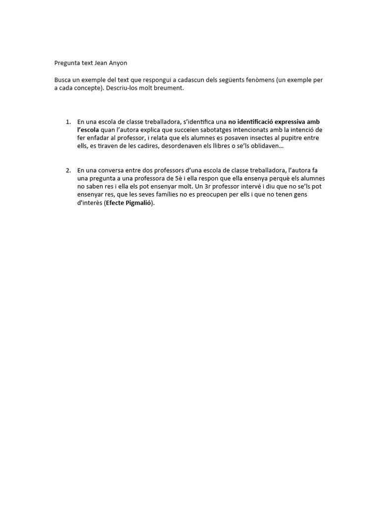 Pregunta Text Jean Anyon | PDF