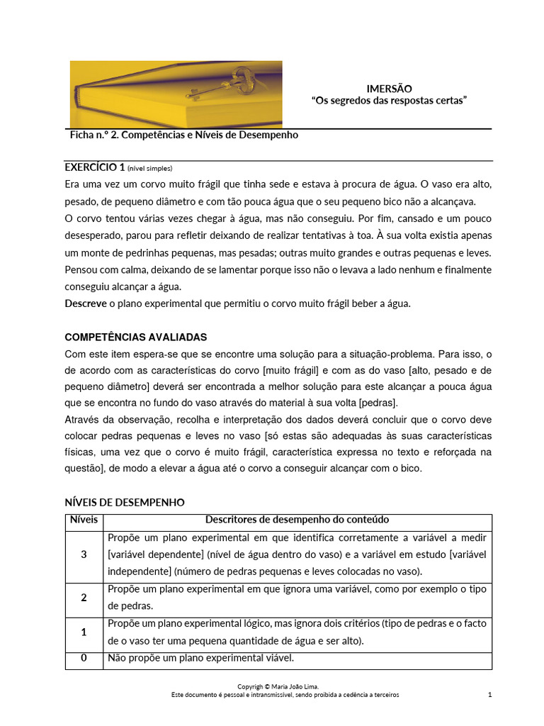 FT2 - Competências e Níveis Desempenho | PDF | Lua | Germinação