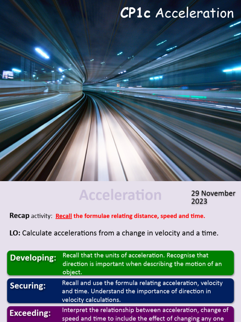 CP1c Acceleration | PDF | Velocity | Acceleration