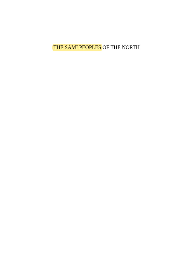 The Sami Peoples of The North A Social and Cultural History | PDF ...