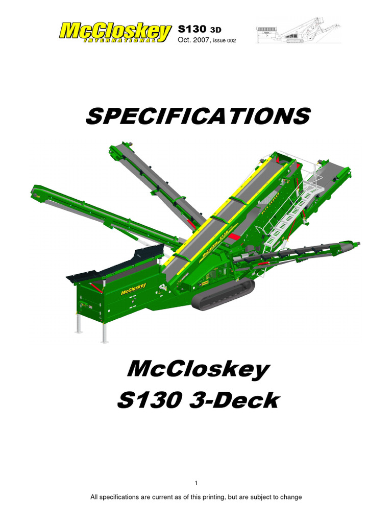 S130 3 DECK Technical Spec | PDF | Belt (Mechanical) | Engines