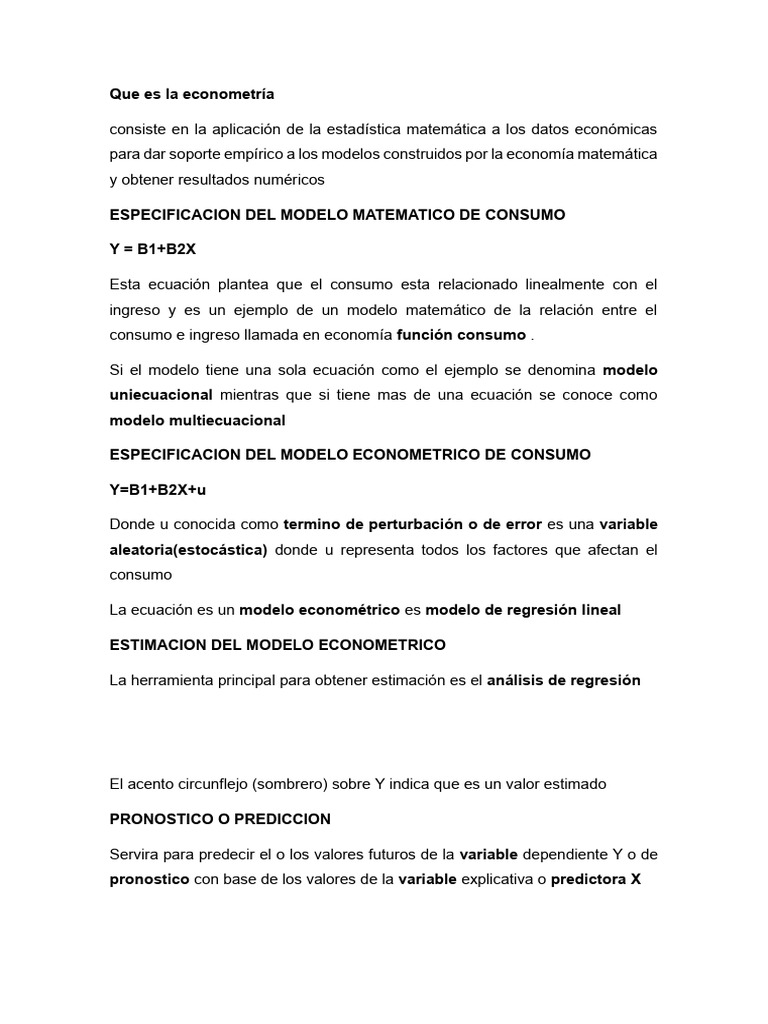 ECONOMETRIA | PDF | Mínimos cuadrados ordinarios | Regresión lineal