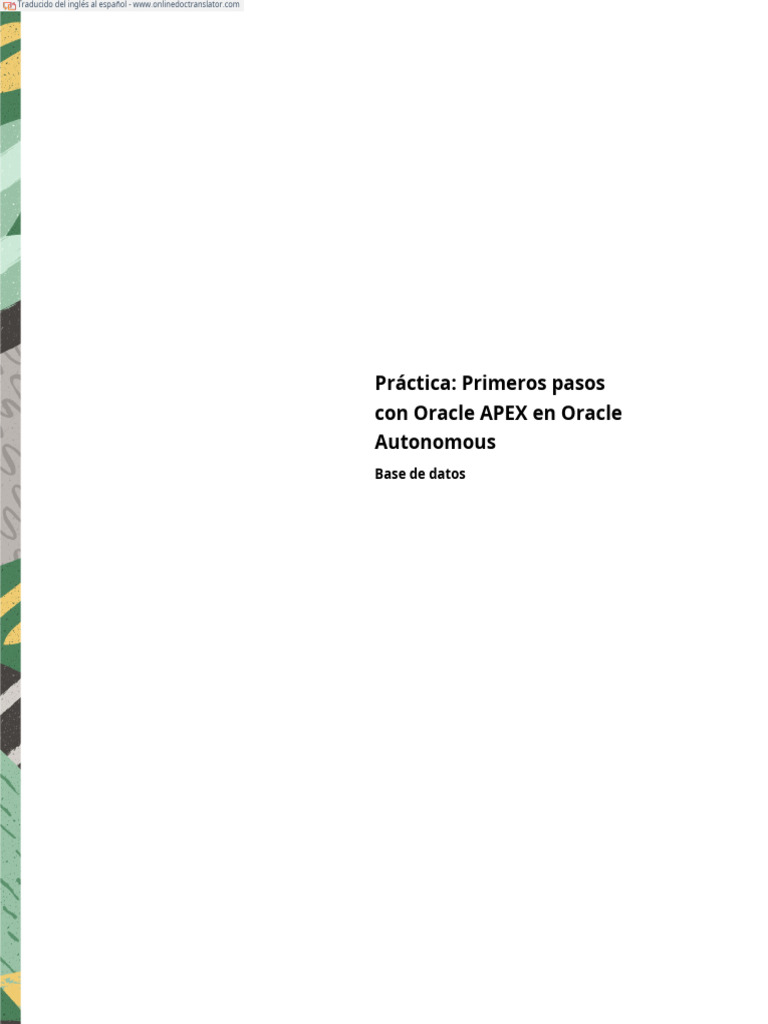 Practice 01 Getting Started With Oracle APEX On The Oracle Autonomous Database - En.es | PDF ...