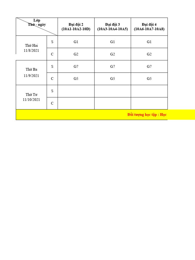 Lich - Hoc - GDQP - Ly - Thuyet - Dot - 1 - 8-10.11.2021 - Khoi - 10 - 12 2 | PDF