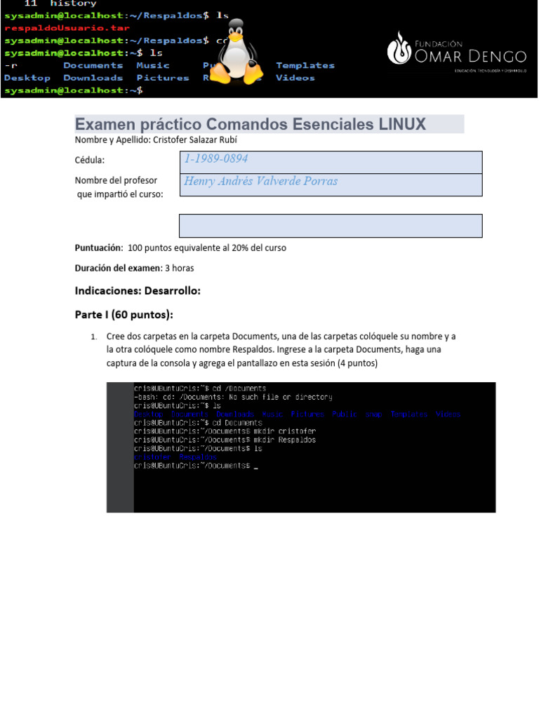 Examen práctico Linux Essential 2023 | PDF | Archivo de computadora ...
