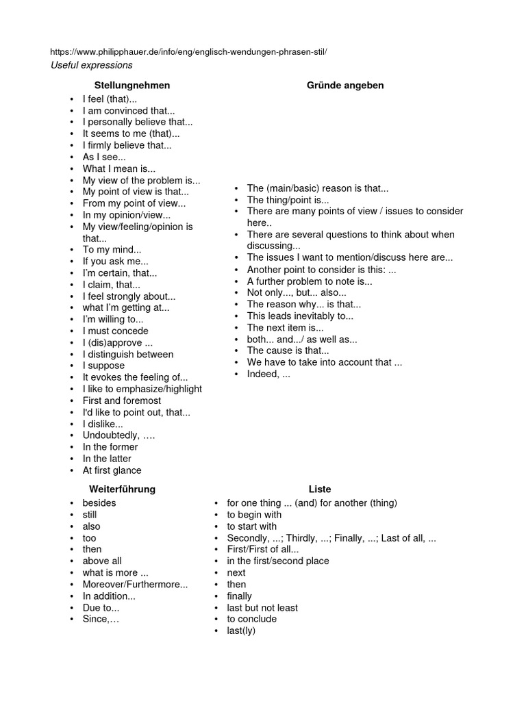 Useful Expressions Oral Exam English | PDF | Argument | Philosophical ...