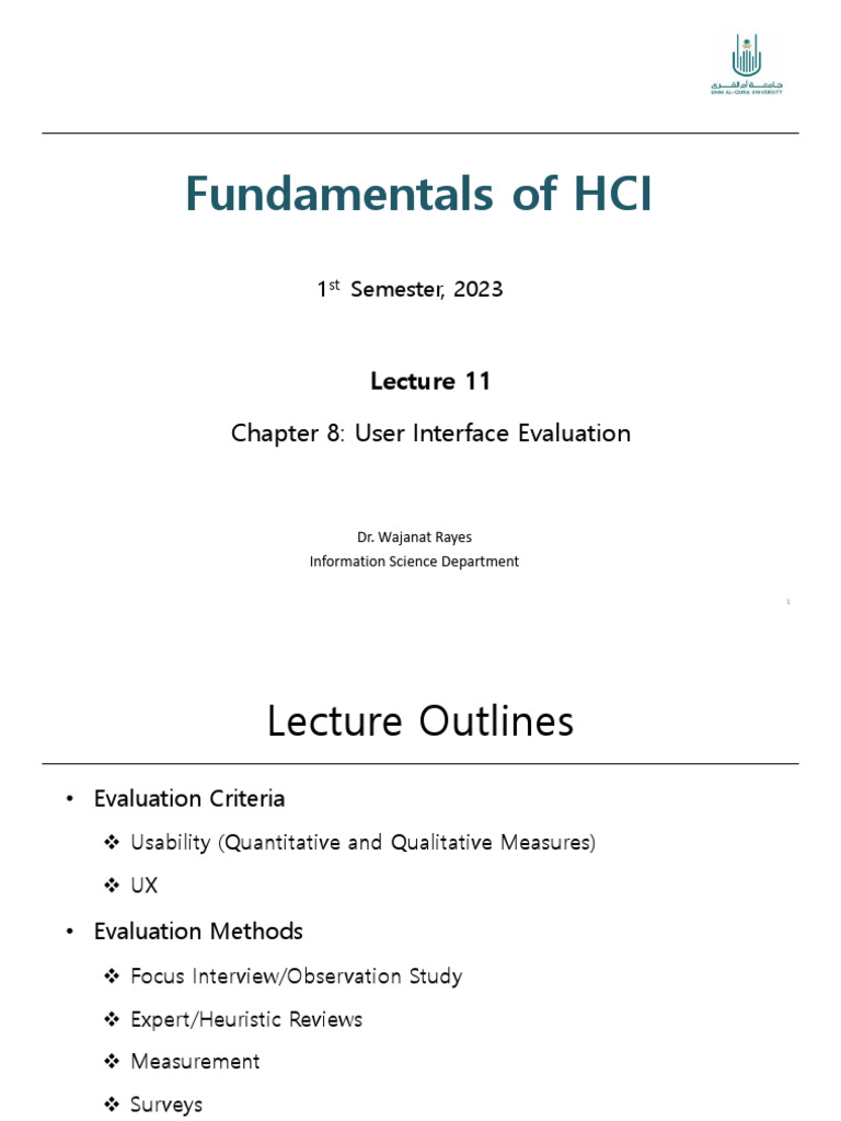 Lec11 ch8 | PDF | Usability | User Experience