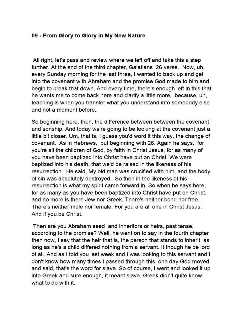 09 - From Glory To Glory in My New Nature - Dave Roberson | PDF | New ...